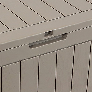 Sunnydaze 32-Gallon Faux Wood Design Outdoor Deck Box - Lockable Lid and Side Handles - Driftwood