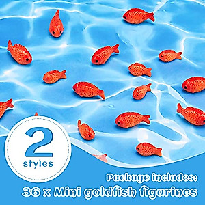 Yookeer Small Resin Red Goldfish Mini Goldfish Figurines Resin Red Fish Toy Set Sea Animals Toys Fairy Garden Accessories Miniature for Home Decor DIY Crafts Miniature Garden Accessories(36 Pieces)