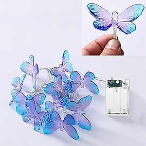 AMZSTAR Butterfly String Lights, 10ft 20 LEDs Battery Operated Night Light Copper Wire Fairy Light Decor indoor for Bedroom Party Garden Wedding Decoration (Purple)