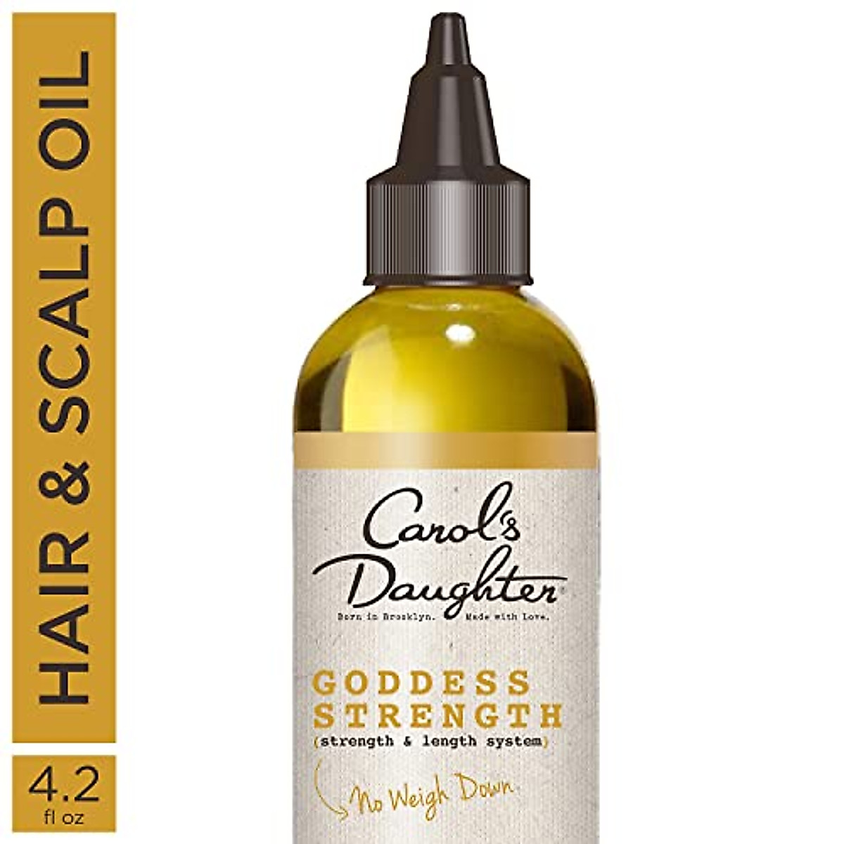 Carol’s Daughter Goddess Strength 7 Oil Blend Scalp & Hair Treatment Oil to Strengthen & Lengthen Curls – with Castor Oil, Olive Oil, Jojoba Oil - For Wavy, Curly, Coily, Natural Hair, 4.2 fl oz