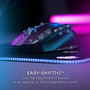ROCCAT Kone XP Air – Wireless Customizable Ergonomic RGB Gaming Mouse, 19K DPI Optical Sensor, 100-hour Battery & Charging Dock, 29 Programmable Inputs & AIMO RGB Lighting, 4D Wheel – Black