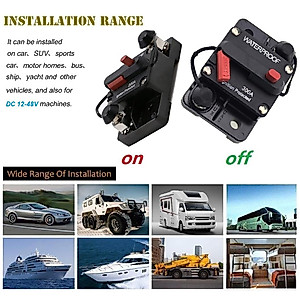 ANJOSHI 300 Amp Circuit Breaker 30A-300A with Manual Reset Waterproof Inline Fuse Inverter for Marine Trolling Motors Boat ATV Manual Power 12V-48VDC