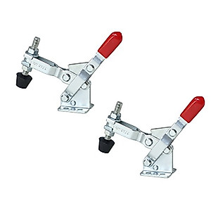 POWERTEC 20319 Vertical Quick-Release Toggle Clamp 102B - 220 Ibs Holding Capacity w Rubber Pressure Tip, 2PK