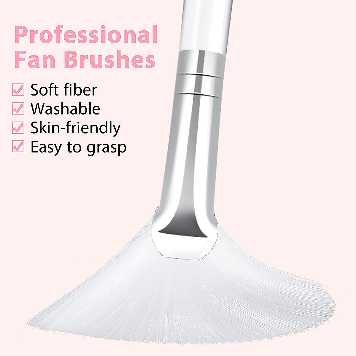 Patelai 14 Pieces Fan Brushes Applicator, Mask Brushes for Facial Makeup Tools for Face Cosmetic(White)