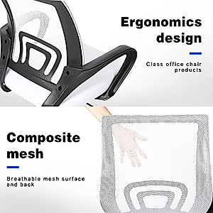 YSSOA Task Mesh Computer Wheels and Arms and Lumbar Support Study Chair for Students Teens Men Women for Dorm Home Office, Adjustable Height, White