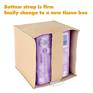 DIGHEIGG Tissue Box Cover, Modern PU Leather Square Tissue Box Holder - Bathroom Organizer Decorative Box Holder for Vanity Countertop, Night Stands, Office Desk & Car 5"X5"X5" - Beige