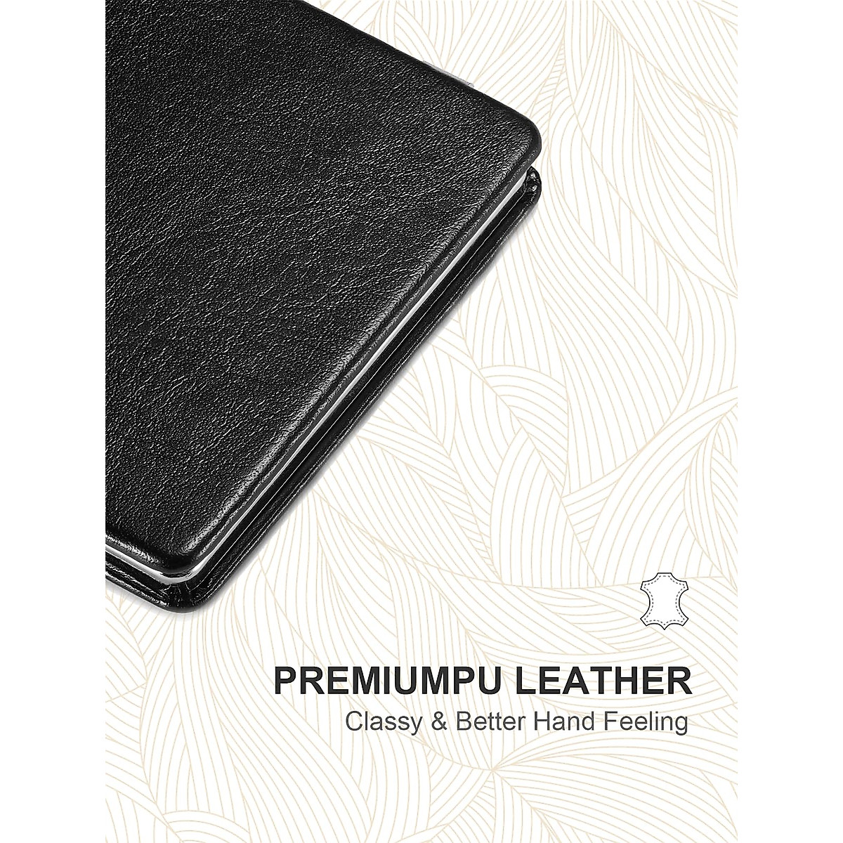 OMIRO Compact Mirror, Classical PU Leather 1X/3X Magnification, Pocket Ultra Portable for Purses and Travel (Black)