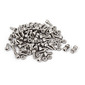 uxcell M4x10mm Hex Socket Head Knurled Cap Screws Bolts Nuts Set 50Pcs
