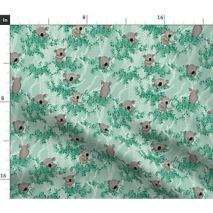 Spoonflower Fabric - Koala Bears Eucalyptus Trees Mint Bear Animal Printed on Petal Signature Cotton Fabric Fat Quarter - Sewing Quilting Apparel Crafts Decor