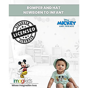 Disney Mickey Mouse Donald Duck Pluto Newborn Baby Boys Romper and Hat Green 3-6 Months