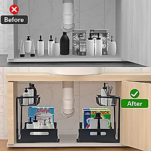 Under Sink Organizers and Storage, Under Sink Organizer, Under Sink Kitchen Rack, Pull-Out Home Organizers, 2-Tier Slide Out Sliding Shelf Under Cabinet Storage