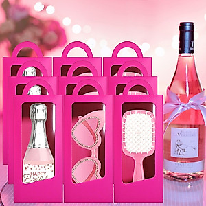 12 Hot Pink Party Favor Boxes 90s Doll Pink Girls Birthday Gift Gable Treat Box Candy Goodie Tall Gable Window Box for Pink Girl Princess Birthday Wedding Bridal Shower Bachelorette Decorations