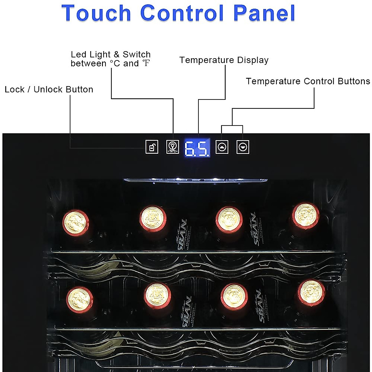 28 Bottle Wine Cooler Refrigerator Inverter Compressor Wine Fridge Cabinet for Countertop or Table Home Freestanding with Lock,Quiet Operation Adjust Temperature 41°F-64°F Small Cooling Wine Cellar for Alcohol Drinks With Digital Touch Display