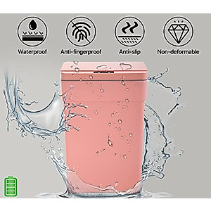 GINMAON 13 Gallon Trash Can Automatic Kitchen Trash Can, Plastic Large Capacity Garbage Can Bathroom Rubbish Can with Lid, Smart Trash Can Waste Bin for Narrow Space, Pink