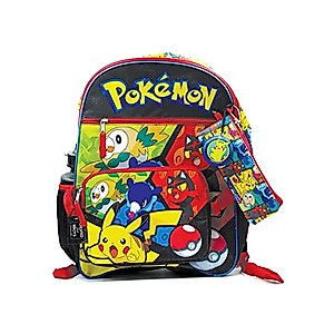 Pokemon Pikachu Characters Print 5 Pc Backpack Bookbag Set Lunch Box Water Bottle