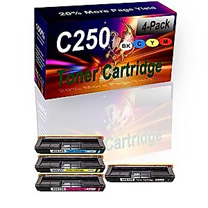 SINIYA 4-Pack (BK+C+Y+M) Compatible High Yield C250(408348 408349 408351 408350) Printer Toner Cartridge use for Ricoh M C250FWB M C250 Printers