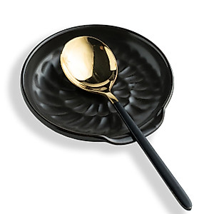 Gomakren Spoon Rest for Kitchen Counter Spoon Holder for Stove Top Coffee Bar Accessories Modern Farmhouse Kitchen Decor Kitchen Gadgets Black Dishwasher Safe