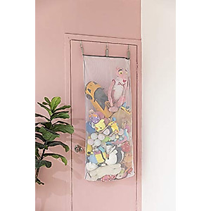 ALYER Ultra Large Door Hanging Mesh Laundry Hamper Basket,Collapsible Stuffed Animal Storage Bag Organizer (White)