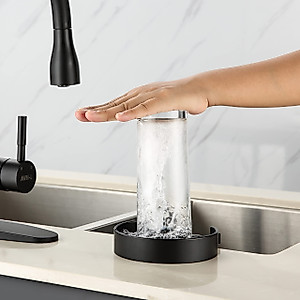 J-HVA Glass Rinser - Bottle Washer, Kitchen Sink Cup Rinser, Faucet Glass Washer Cleaner Attachment Accessory for Bar Sink, Matte Black