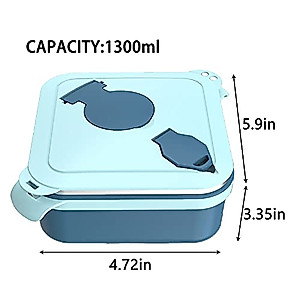 DoxiGlobal Ramen Bowl Stainless Steel Lunch Box Noodle Bowls for Office College Dorm Room Instant Cooking -1.3L (Blue)