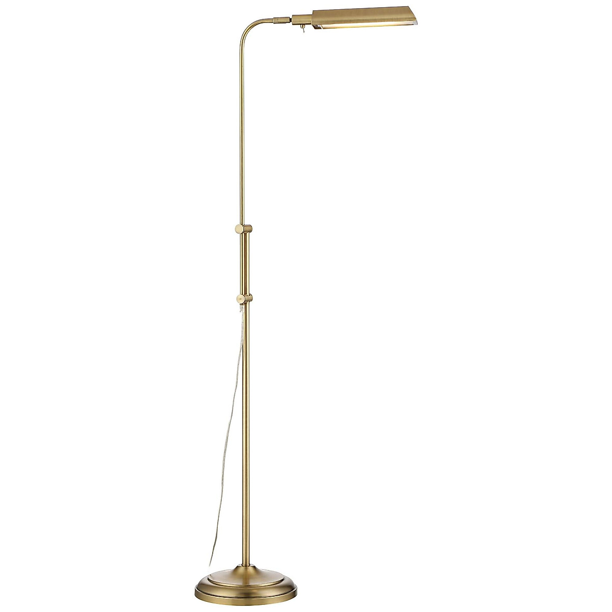 360 Lighting Culver Traditional Pharmacy Floor Lamp Standing LED Adjustable Height Plated 57" Tall Aged Brass Metal Shade Pole Light for Living Room Reading House Bedroom Home Decor