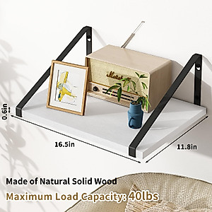 Fixwal 12 Inch Deep Shelves - White Floating Shelves, Rustic Wood Wall Shelf for Bathroom, Kitchen, Laundry Room, Living Room Decor