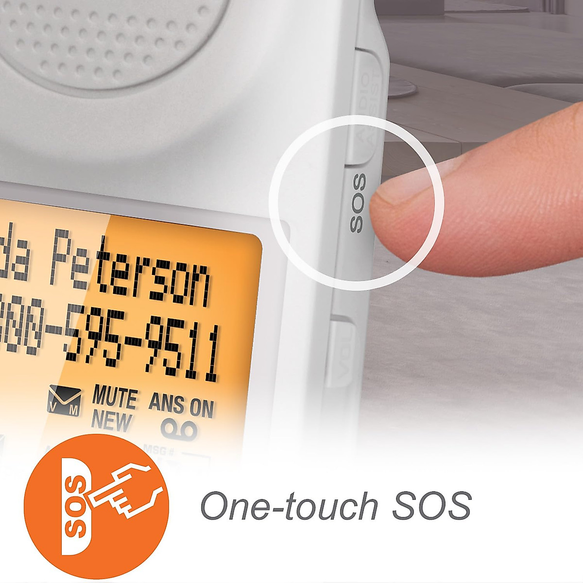 VTech SN5127 Amplified Cordless Senior Phone with Answering Machine, Call Blocking, 90dB Extra-loud Visual Ringer, One-touch Audio Assist on Handset up to 50dB, Big Buttons and Large Display, White