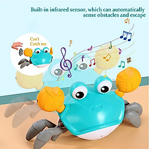 HLXY Crawling Crab Toys for Babies Tummy Time Toy with Music and Light Dancing Walking Moving Toy Infant Baby Toys 3-6 Months to 6-12 Months Boys Girls Toddler