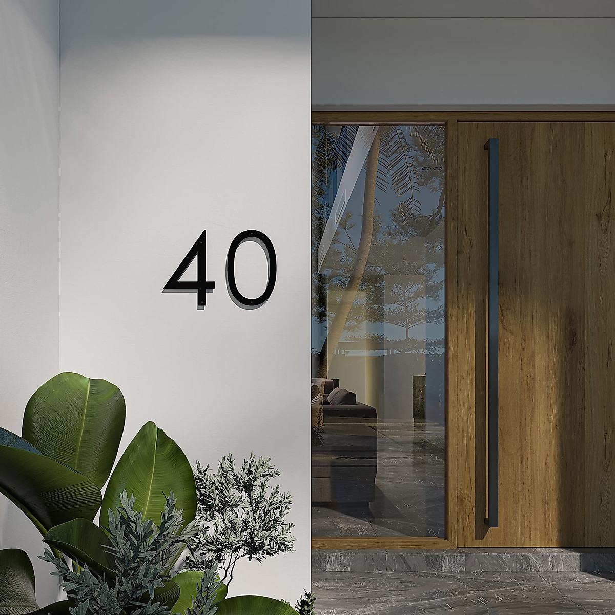 12 Inch Modern Floating House Numbers for Outside | Large Metal House Numbers for Outdoors | Black Coated Rust-Proof Home Address Numbers/Plaques | Metal Numbers