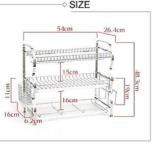 SDGH Dish Rack - Three-Tier Kitchen Cutlery Dish Drain Storage Rack 54.00 * 26.4 * 48.3 Cm