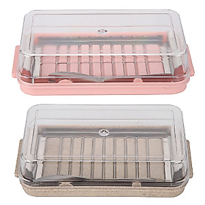 Butter Cutter Container,Cutter Style Butter Case,Stainless Steel Butter Storage Box,Cheese Storage Box with Transparent Cover, Butter Cutter Container, Kitchen Supplies for Home Kitchen(Pink)