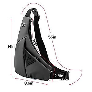 Small Sling Shoulder Crossbody Bag Men Women, Lightweight Anti-theft One Strap Casual Chest Bag Slim Backpack for Outdoor Walking Trip Hiking Biking Grey