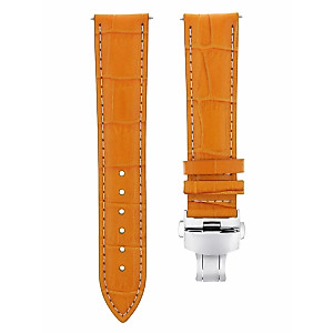 Ewatchparts 19MM LEATHER WATCH BAND STRAP COMPATIBLE WITH IWC PILOT PORTUGUESE DEPLOYMENT CLASP ORANGE W