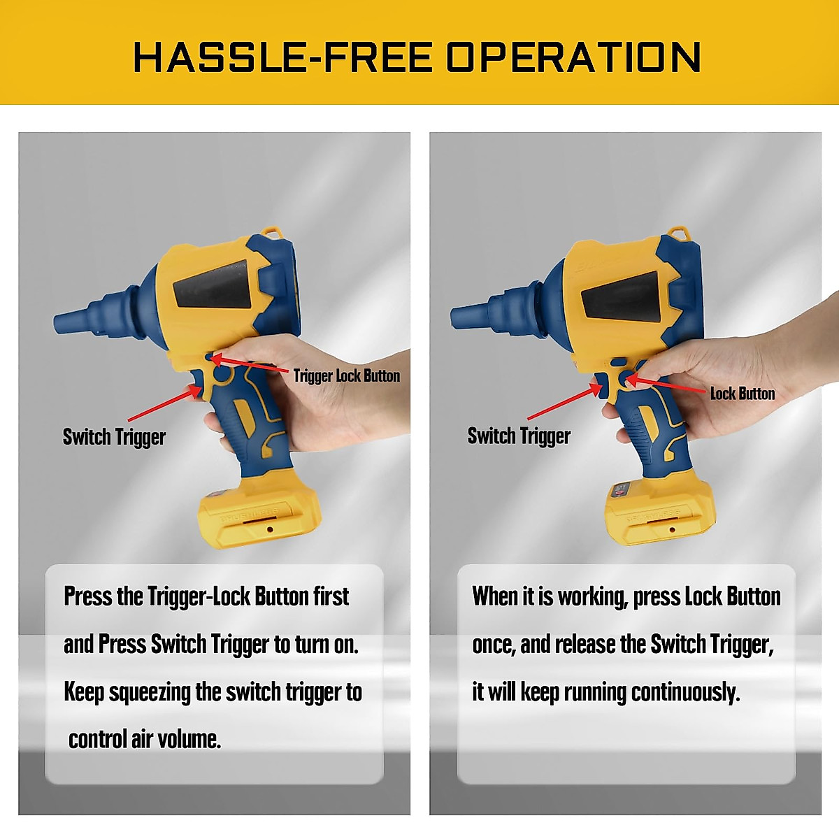 Cordless Air Pump Air Duster Compatible with Dewalt 20V Battery(Tool Only), Handheld Brushless Compressed Air Mattress Pump Air Blower w/ 3 Speeds & 7 Nozzles & 336MPH for Home Cleaning, Outdoor