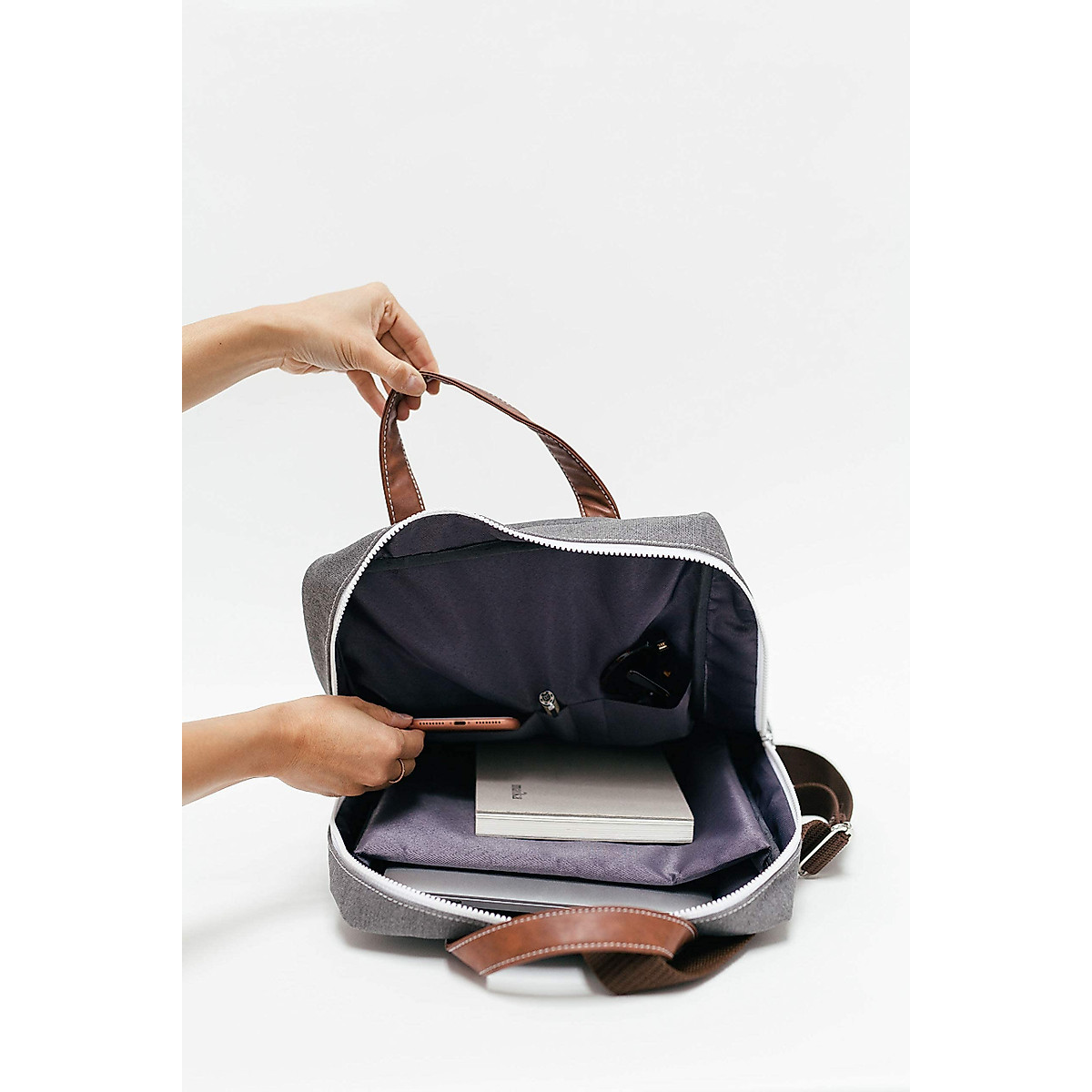 maika Recycled Canvas Zippered Backpack, Echo Tangerine, Red