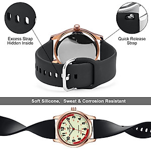 ManChDa Nurse Watch for Nurse Medical Watch Nurse Watch for Women Silicone Watch Nurse Watch Second Hand Easy to Read Watch Military Time Watch Waterproof Luminous Watch 24 Hours Watch Black