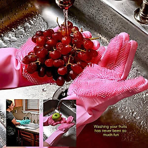 Magic Dishwashing Cleaning Sponge Gloves Reusable Silicone Brush Scrubber Gloves