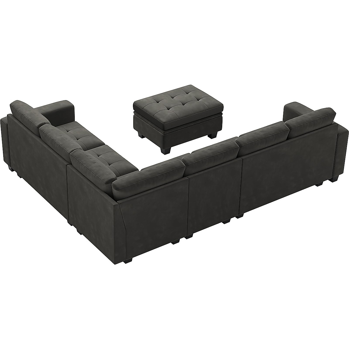 Belffin Velvet L Shaped Sofa Couch with Reversible Chaise Convertible Modular Sectional Sofa Set with Storage Ottoman Corner Sofa Set for Living Room Grey