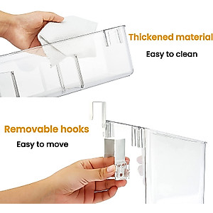 vacane Plastic Over Cabinet Door Organizer with Removable Hooks, Clear Hanging Baskets for Organizing Over the Cabinet Organizer Holder for Kitchen, Pantry, Bathroom-Hang Outside or Inside Door-S