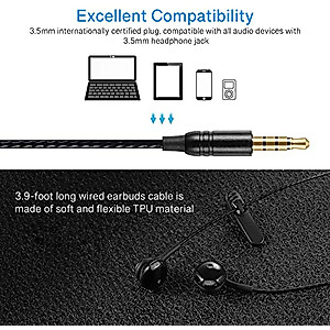 GUUVOR Wired Earbuds with Microphone, in-Ear Headphones HiFi Stereo, Powerful Bass and Real Sound, Magnetic Function, 3.5mm Headphone for iPhone, iPad, Android Phones, MP3, Laptop, Computer
