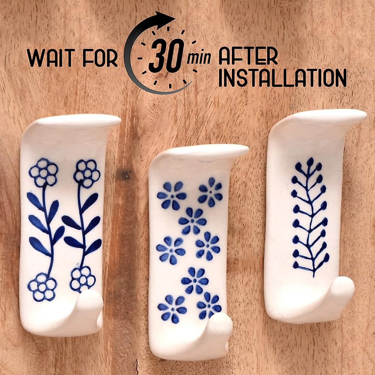 Indian Shelf Boho Decorative Hooks Adhesive Hooks Sticky Hooks for Wall Shower Loofah Holder for Shower Hooks No Damage Hanging Adhesive Key Holder Drywall Hooks for Hanging Adhesive Towel Hooks-3 Set