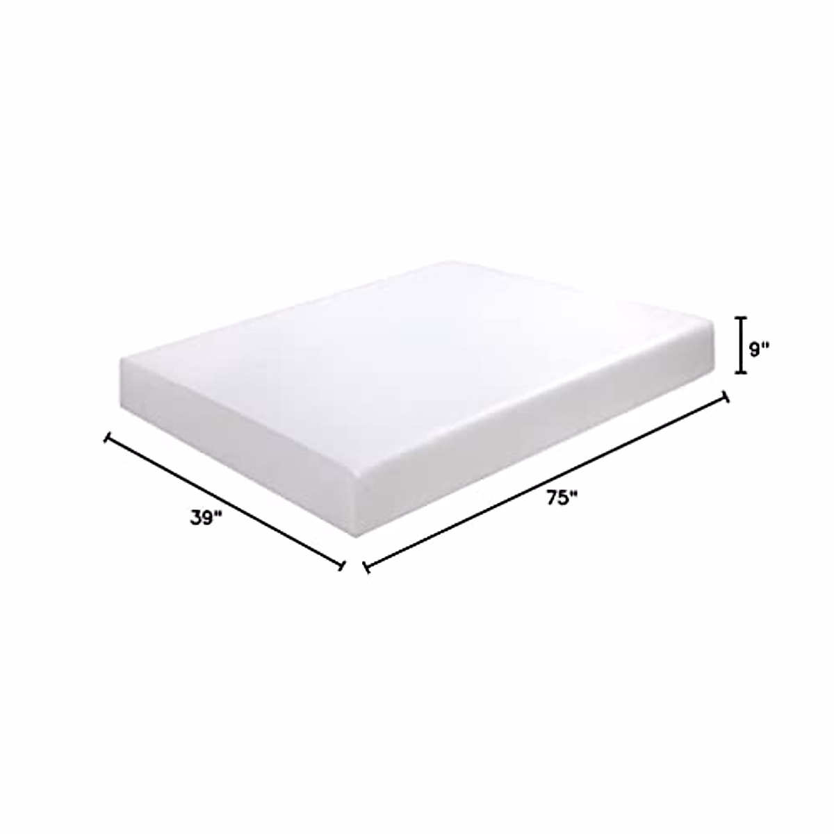 Olee Sleep 9 Inch Gel Memory Foam Mattress, Twin, White