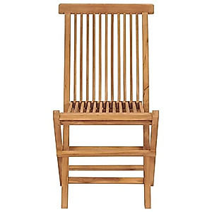 vidaXL 4X Solid Teak Wood Folding Patio Chairs Outdoor Garden Terrace Yard Wooden Seat Sitting Foldable Dining Dinner Chair Furniture