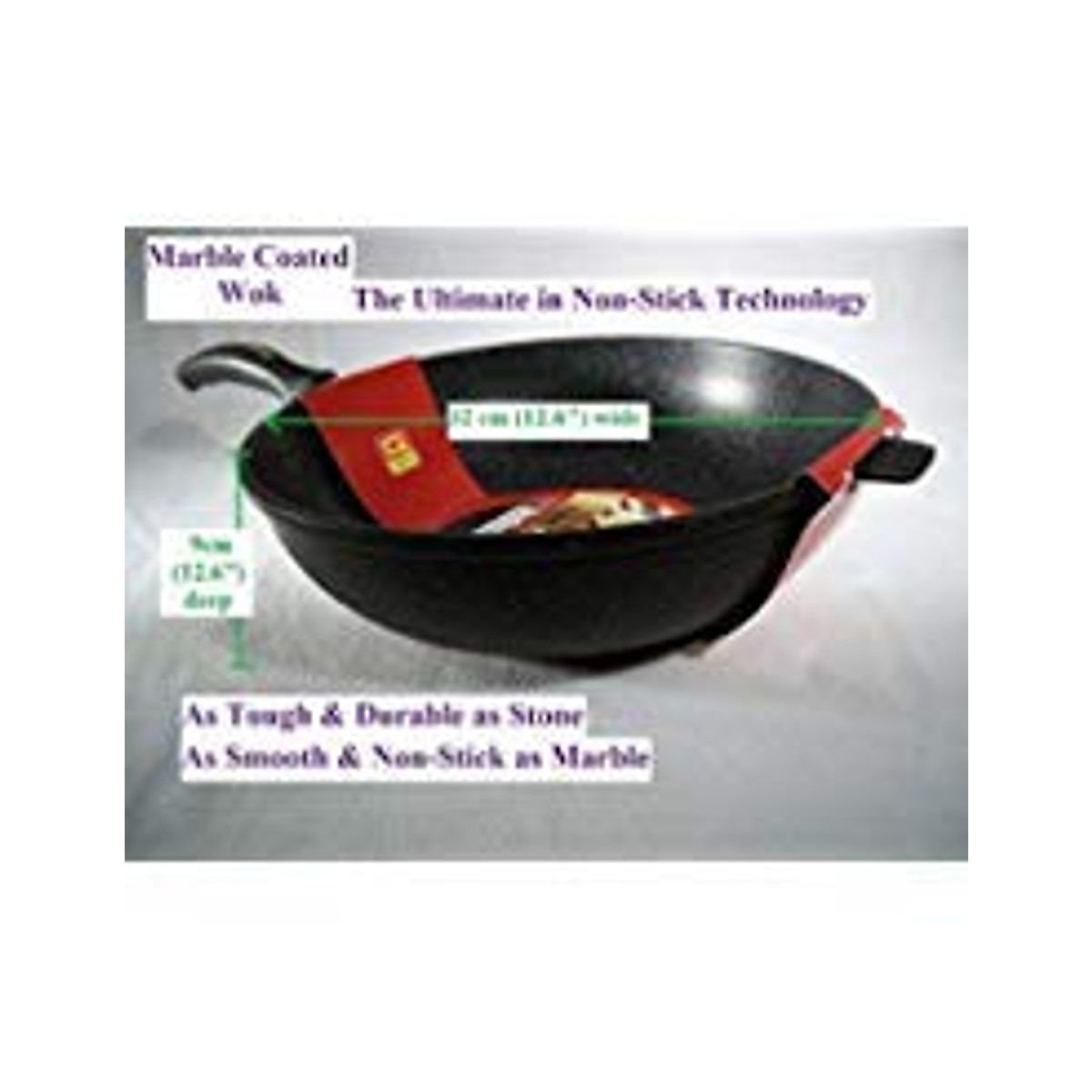 Ceramic Marble Coated Cast Aluminium Non Stick Wok 24 cm