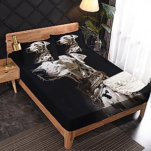 Dalmatian Sheets Full Size Sheet Sets - Dog Bed Sheets, Soft Microfiber & Deep Pocket & Wrinkle Free Patterned Bedding Sheets & Pillowcases, 4 Piece ( 1 Fitted Sheet, 1 Flat Sheet, 2 Pillow Cases )