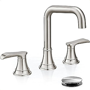 HOIGY Brushed Nickel Pull Down Kitchen Faucet and Bathroom Sink Faucet Set, 3-Function Pull-Out Kitchen Faucets with Deck Plate, 3 Hole Widespread Bathroom Sink Faucet with Pop-up Drain