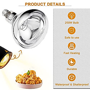 YMJOINMX Portable Food Heat Lamp with Fixture Base 250w Bulb for Food Restaurant Or Home Kitchen Food Heating Lamp Warmer