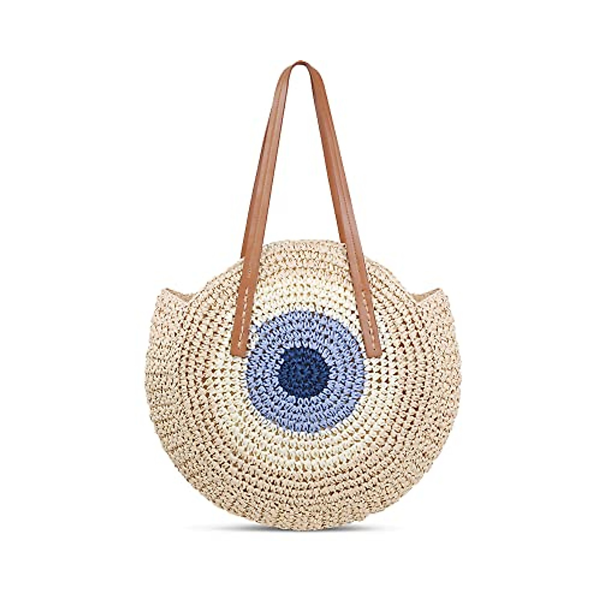 Straw Bag Round Summer Large Woven Beach Bag Purse Handle Shoulder Bag for Women Vacation Tote Handbags
