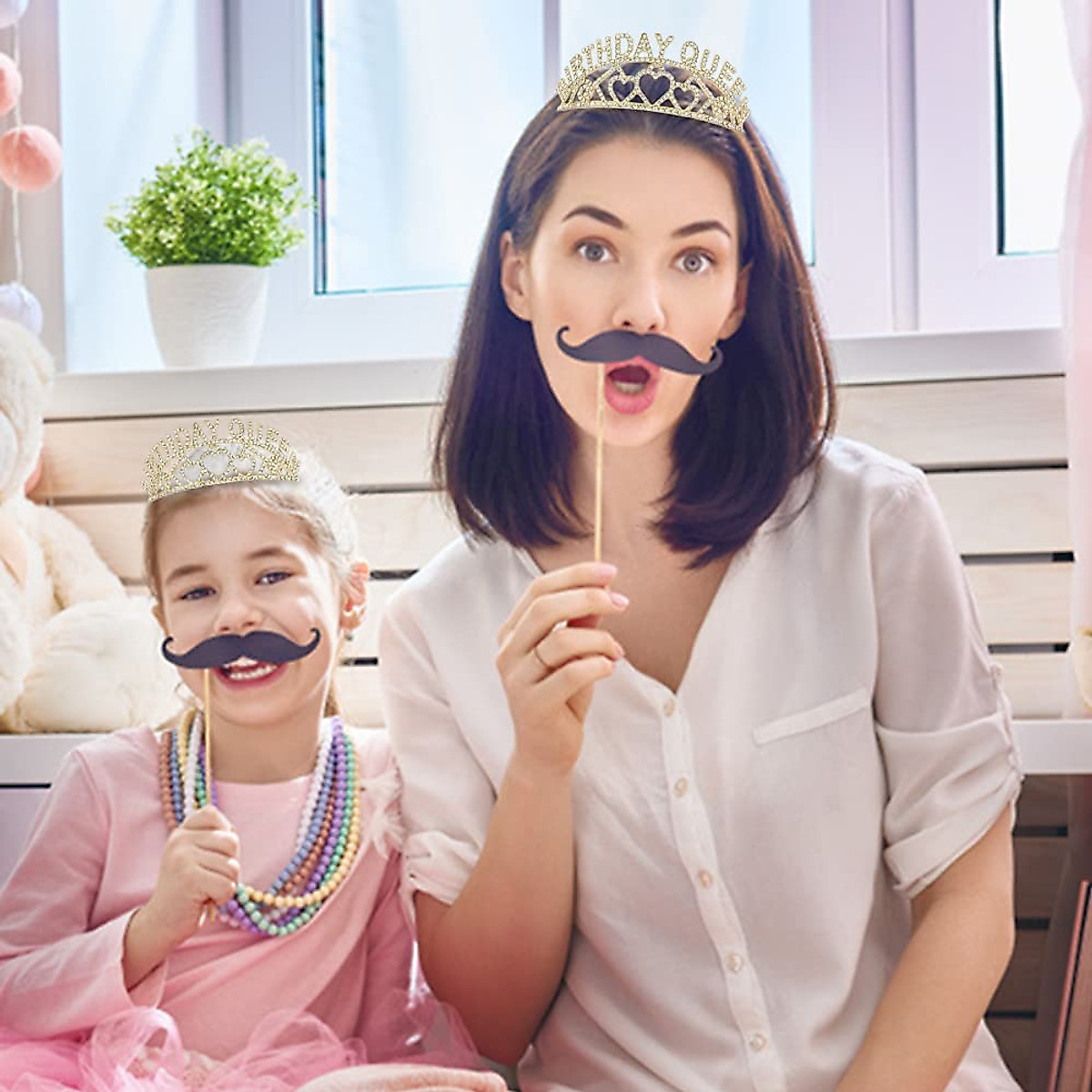 AOPRIE Birthday Tiara for Women Gold Birthday Queen Sash & Headband Happy Birthday Tiara and Crown for Women Rhinestone Crystal Decor