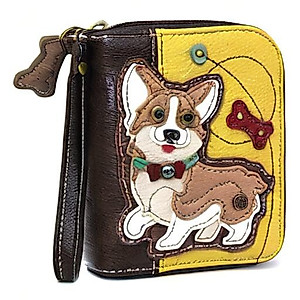 Chala Handbags Corgi Zip-Around Wristlet Wallet, Dog Mom
